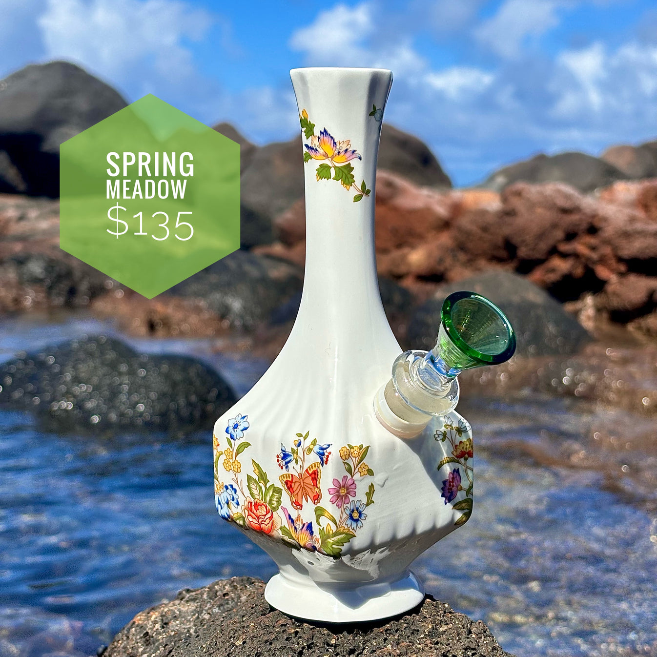 Vintage Ceramic Vase Bong “Spring Meadow” – Bongs In Paradise