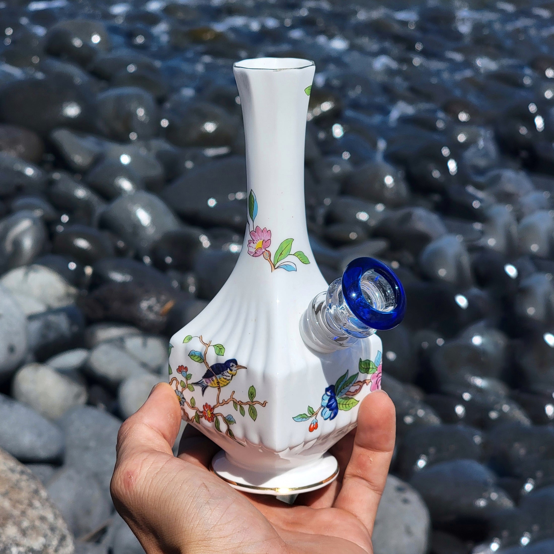 Vintage Ceramic Vase Bong “Bluebird” – Bongs In Paradise